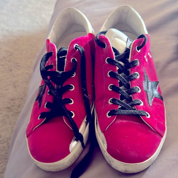 Golden Goose | Shoes | Golden Goose Db Hot Pink Velvet With Silver ...